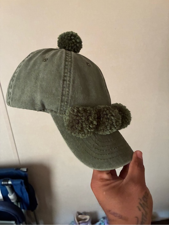 Accessories | Olive Green Pompom Baseball Cap | Poshmark